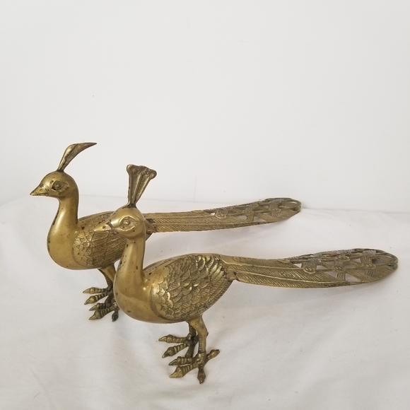 Art & Collectibles Vintage Large Brass pair of Peacocks Figurines ...
